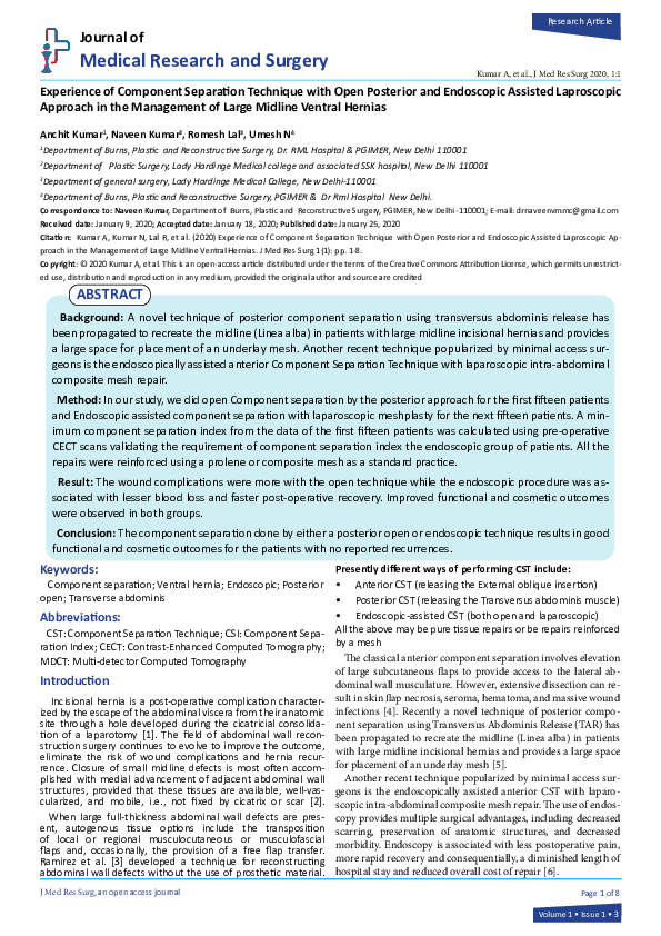(PDF) Experience of Component Separation Technique with Open Posterior ...