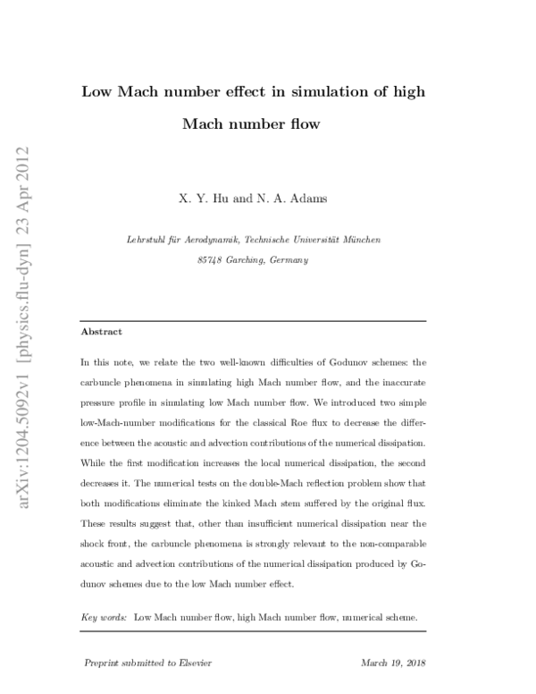 (PDF) Low Mach Number Effect in Simulation of High Mach Number Flow