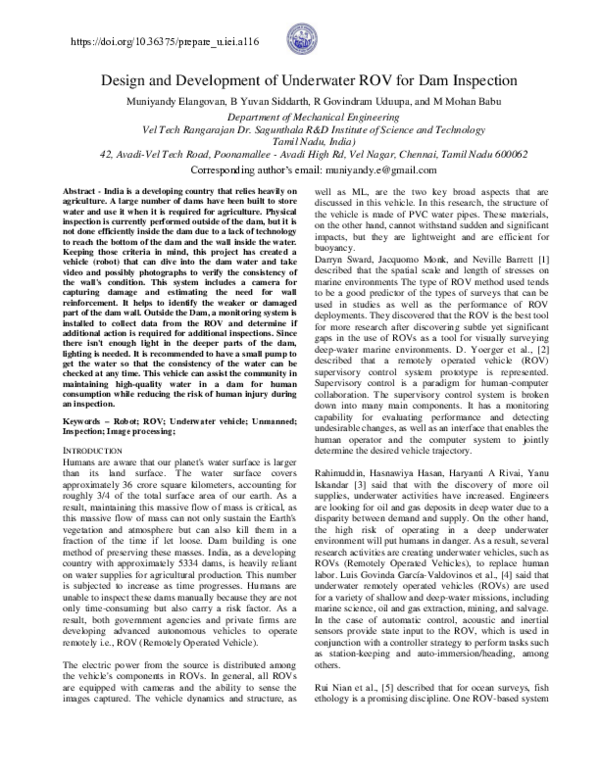 (PDF) Design and Development of Underwater ROV for Dam Inspection