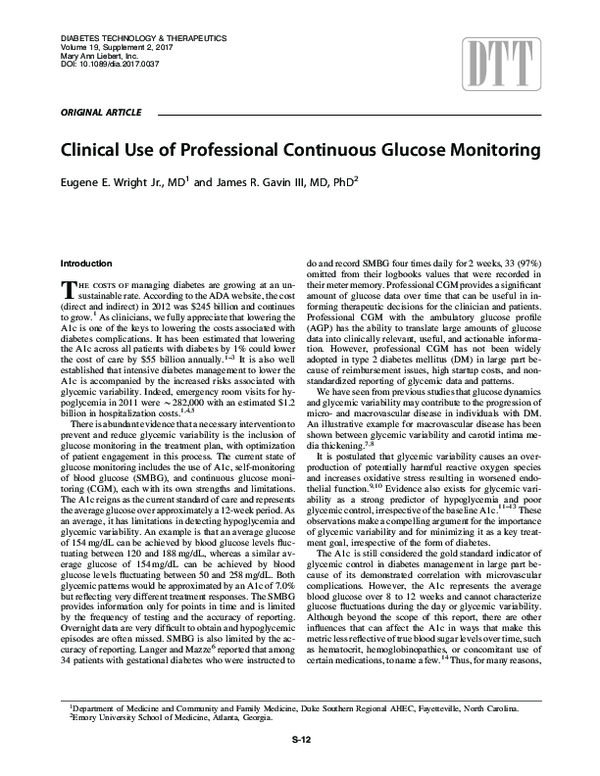 (PDF) Clinical Use of Professional Continuous Glucose Monitoring