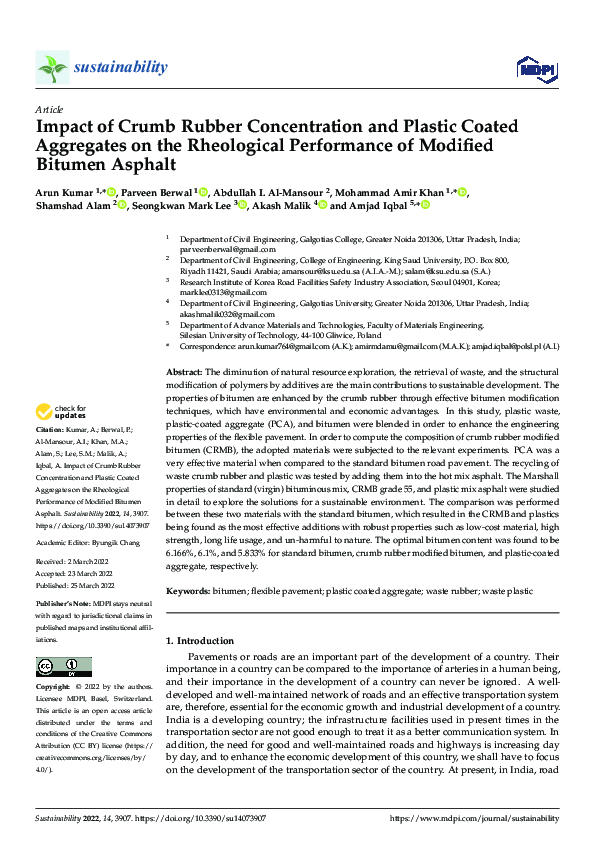 (PDF) Impact of Crumb Rubber Concentration and Plastic Coated ...