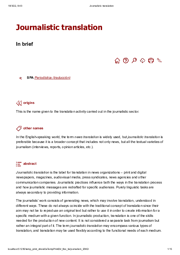 (PDF) Journalistic translation