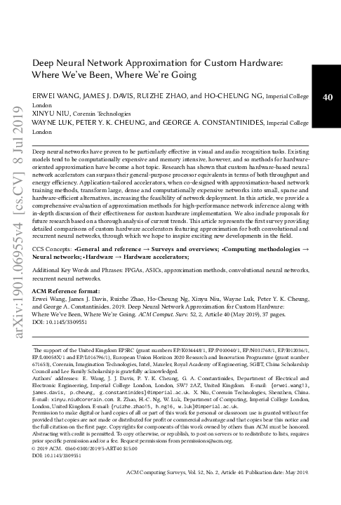 (PDF) Deep Neural Network Approximation for Custom Hardware