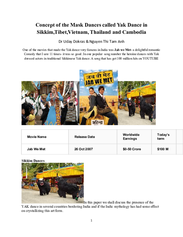 (DOC) Concept of the Mask Dances called Yak Dance in Sikkim