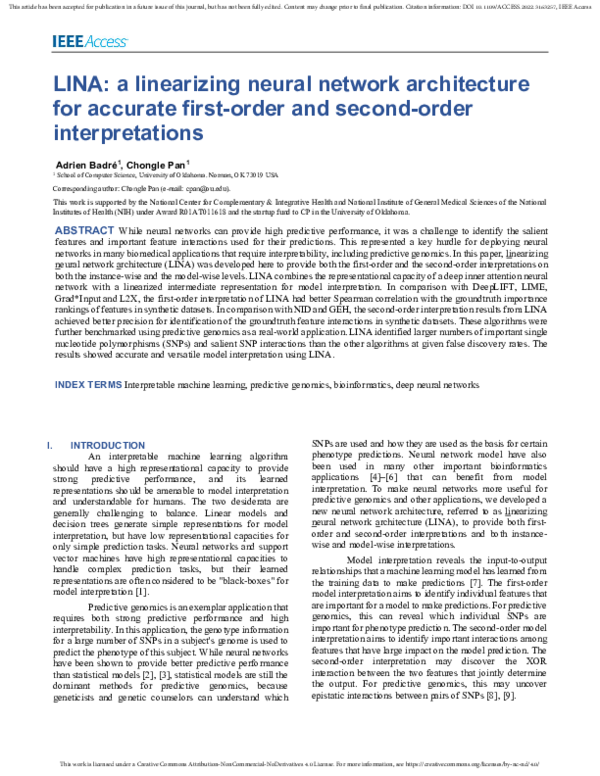 (PDF) LINA: a linearizing neural network architecture for accurate first-order and second-order ...