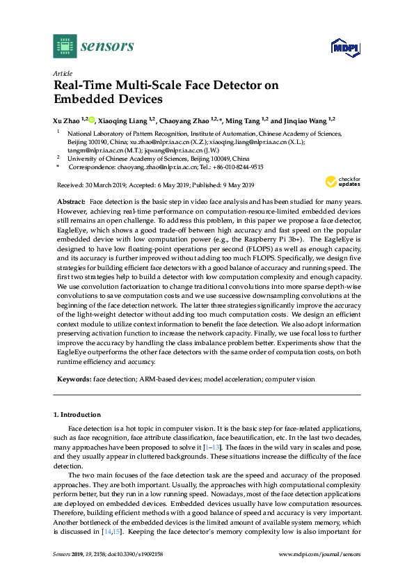 (PDF) Real-Time Multi-Scale Face Detector on Embedded Devices