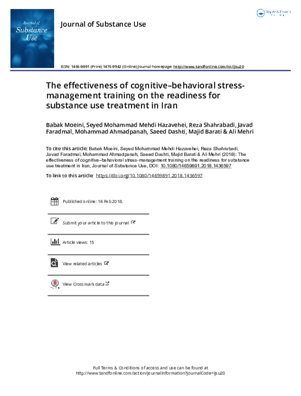 (PDF) Effectiveness of cognitive-behavioral stress management on psychological stress and ...