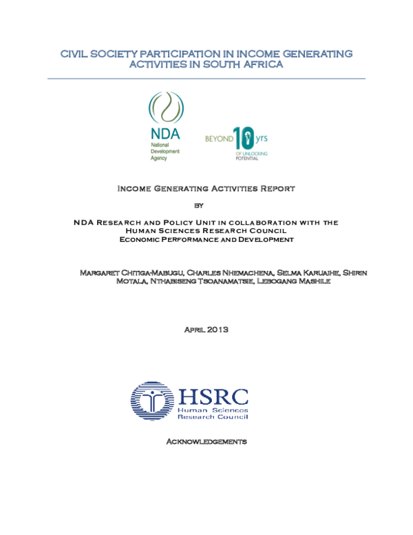(PDF) PARTICIPATION IN INCOME GENERATING ACTIVITIES IN SOUTH AFRICA ...