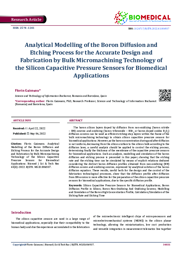 (PDF) Analytical Modelling of the Boron Diffusion and Etching Process for the Accurate Design ...