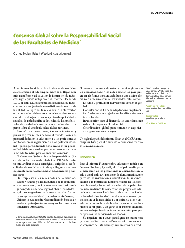 (PDF) Consenso Global sobre la Responsabilidad Social de las Facultades ...
