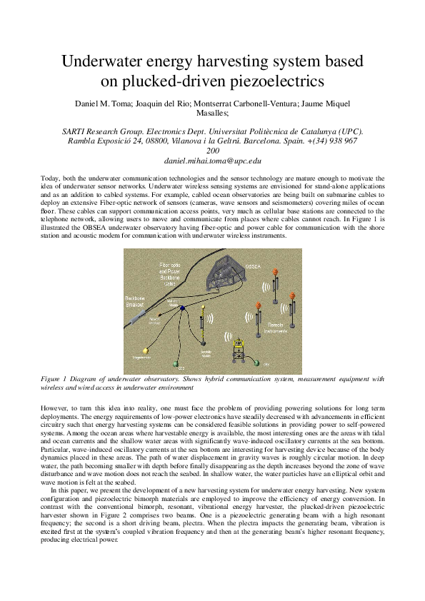 (PDF) Underwater energy harvesting system based on plucked-driven ...
