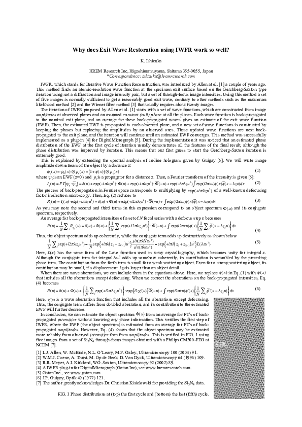 (PDF) Phase retrieval from image intensities: why does exit wave ...