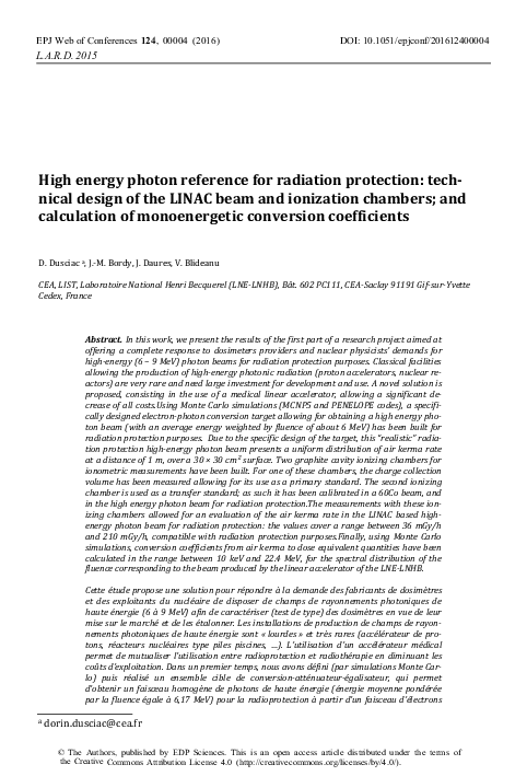 (PDF) High energy photon reference for radiation protection: technical ...