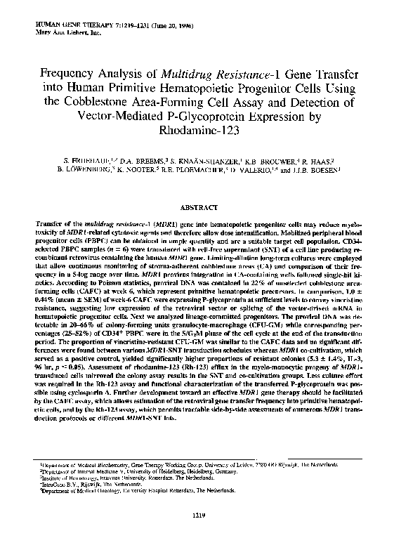 (PDF) Frequency Analysis of Multidrug Resistance -1 Gene Transfer into ...