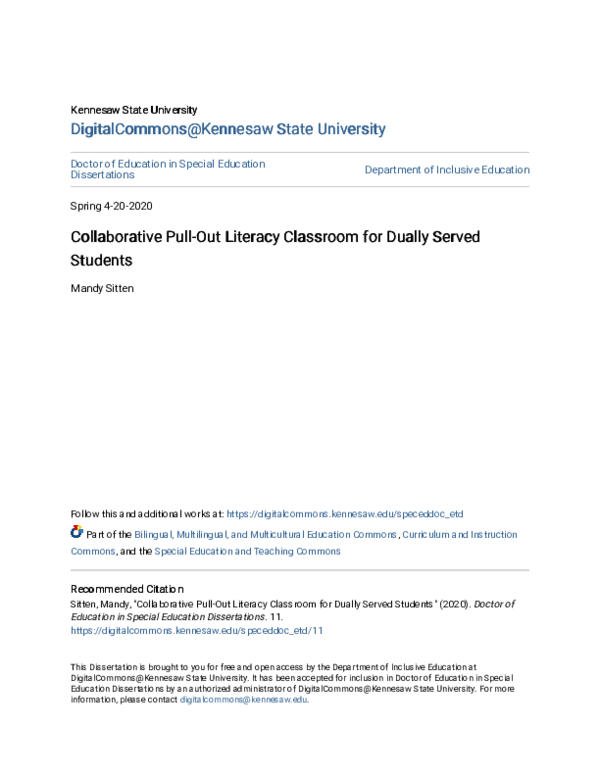 (PDF) Collaborative Pull-Out Literacy Classroom for Dually Served Students