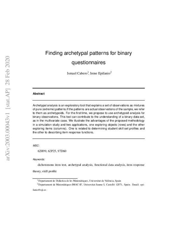 (PDF) Finding archetypal patterns for binary questionnaires
