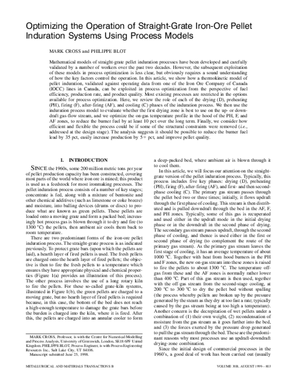 (PDF) Optimizing the operation of straight-grate iron-ore pellet induration systems using ...