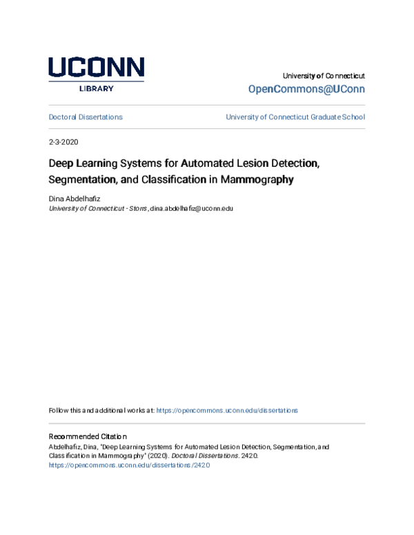 (PDF) Deep Learning Systems for Automated Lesion Detection, Segmentation, and Classification in ...