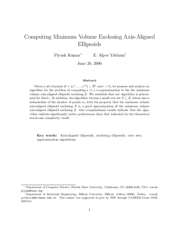 (PDF) Computing Minimum-Volume Enclosing Axis-Aligned Ellipsoids