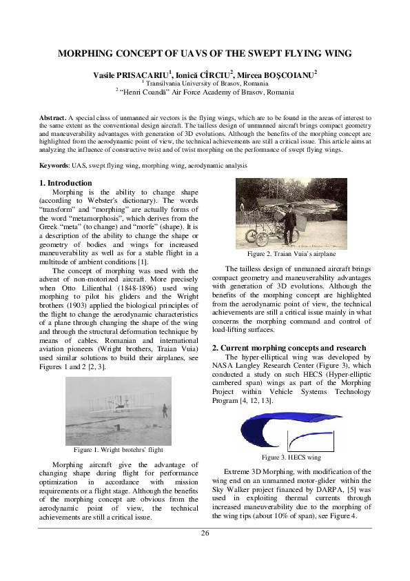 (PDF) Morphing Concept of Uavs of the Swept Flying Wing
