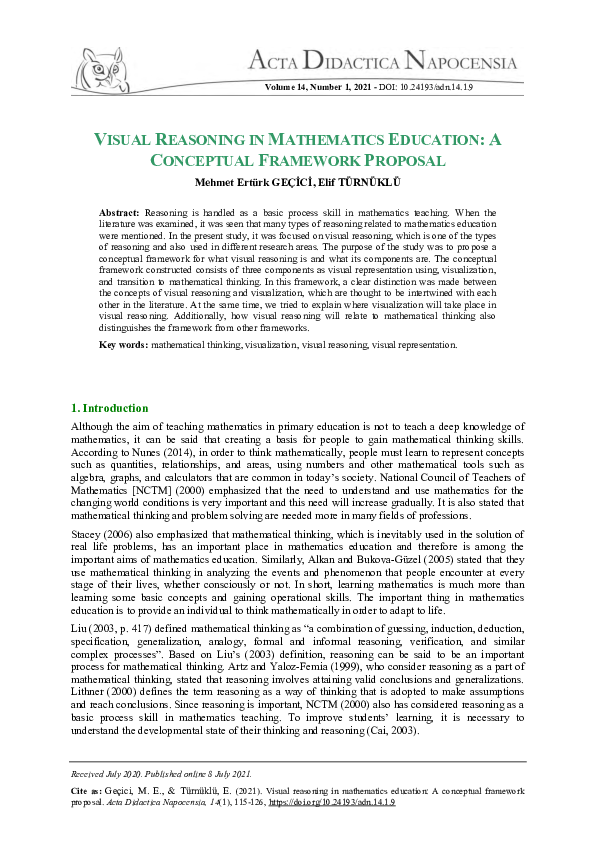(PDF) Visual Reasoning in Mathematics Education: A Conceptual Framework ...