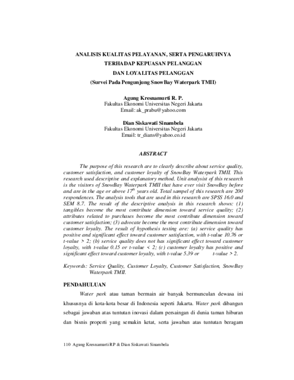 (PDF) ANALISIS KUALITAS PELAYANAN, SERTA PENGARUHNYA TERHADAP KEPUASAN PELANGGAN DAN LOYALITAS ...