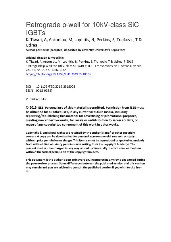 (PDF) Retrograde p-Well for 10-kV Class SiC IGBTs