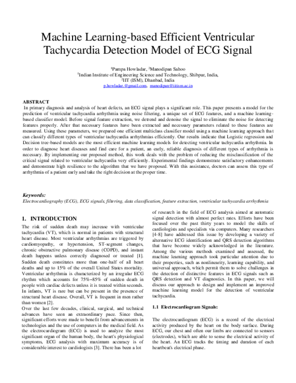 (PDF) Machine Learning-based Efficient Ventricular Tachycardia ...
