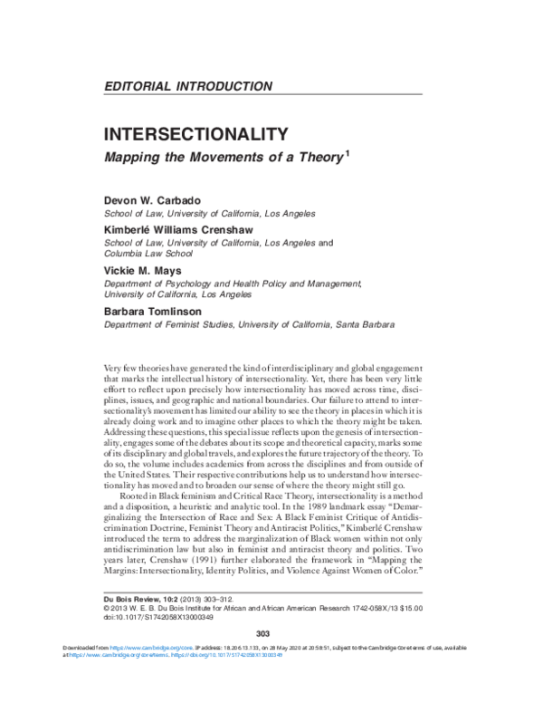 (PDF) INTERSECTIONALITY: Mapping the Movements of a Theory