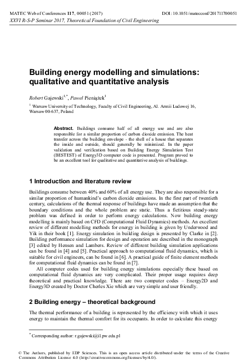 (PDF) Building energy modelling and simulations: qualitative and quantitative analysis