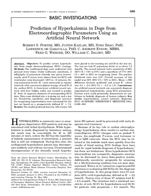 (PDF) Prediction of Hyperkalemia in Dogs from Electrocardiographic ...