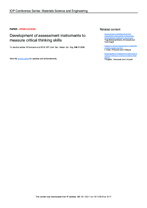 (PDF) Development of assessment instruments to measure critical ...