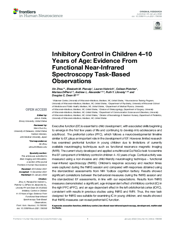 (PDF) Inhibitory Control in Children 4–10 Years of Age: Evidence From ...