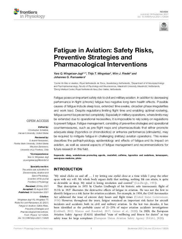 (PDF) Fatigue in Aviation: Safety Risks, Preventive Strategies and ...
