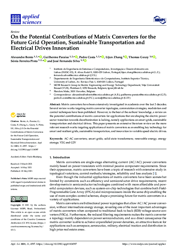(PDF) On the Potential Contributions of Matrix Converters for the ...