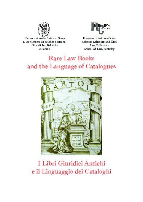 (PDF) Rare law books and the language of catalogues