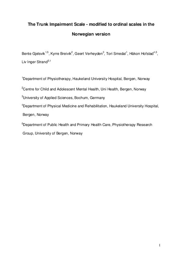 (PDF) The Trunk Impairment Scale – modified to ordinal scales in the ...