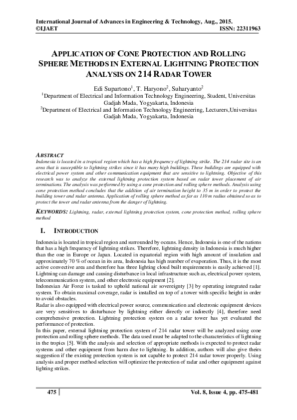 (PDF) Application of Cone Protection and Rolling Sphere Methods in ...
