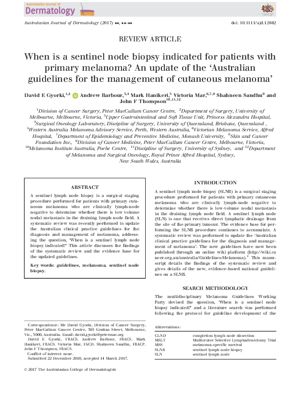 (PDF) When is a sentinel node biopsy indicated for patients with ...