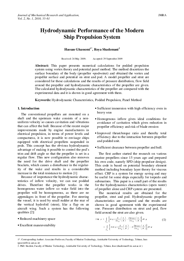 (PDF) Hydrodynamic Performance of the Modern Ship Propulsion System