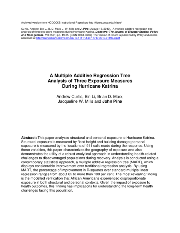 (PDF) A multiple additive regression tree analysis of three exposure ...