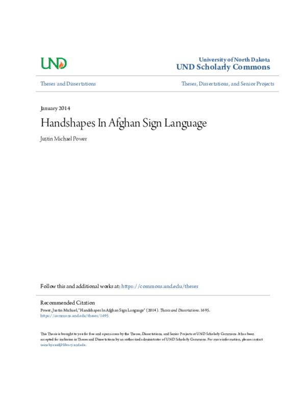 (PDF) Handshapes in Afghan sign language