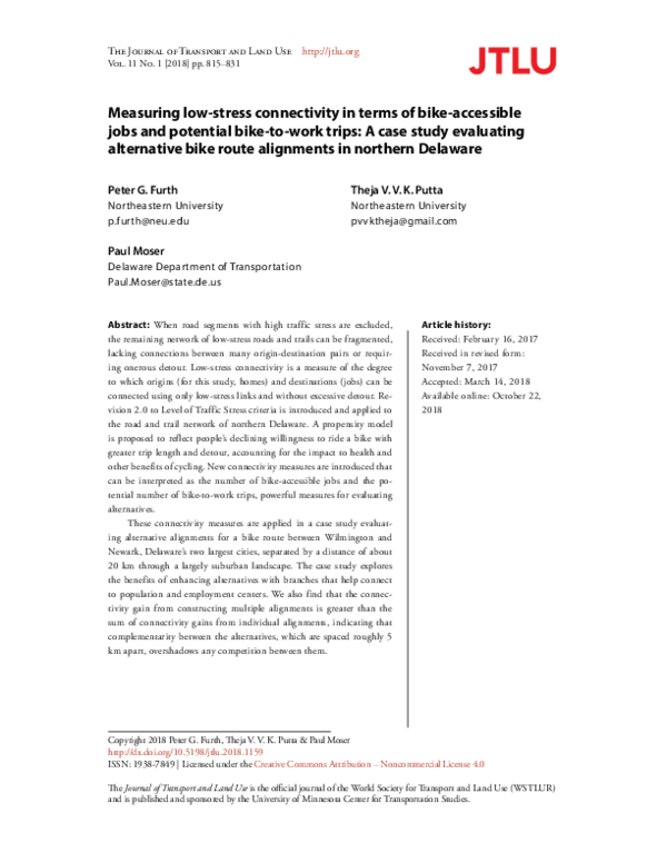 (PDF) Measuring low-stress connectivity in terms of bike-accessible jobs and potential bike-to ...