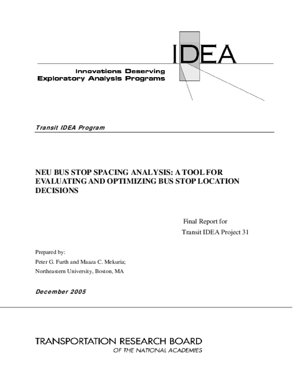 (PDF) NEU Bus Stop Spacing Analysis: A Tool for Evaluating and Optimizing Bus Stop Location ...