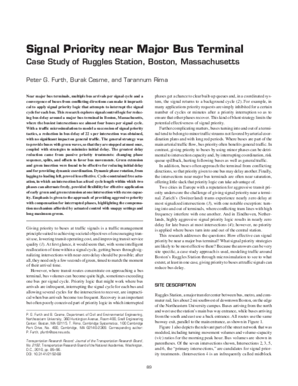 (PDF) Signal Priority near Major Bus Terminal
