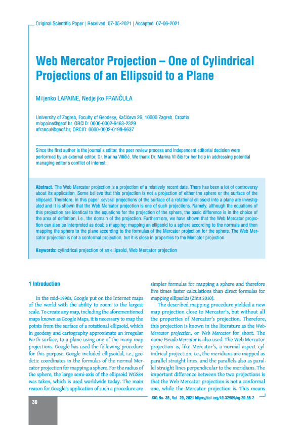 (PDF) Web Mercator Projection – One of Cylindrical Projections of an ...