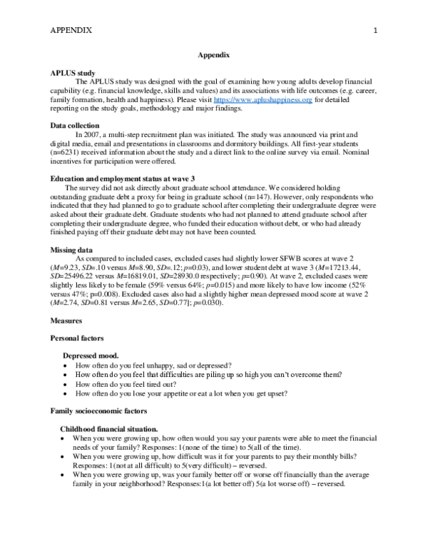 (PDF) Supplemental Material, Cherney.etal.2019.EmergingAdulthood.Appendix.Final - Subjective ...