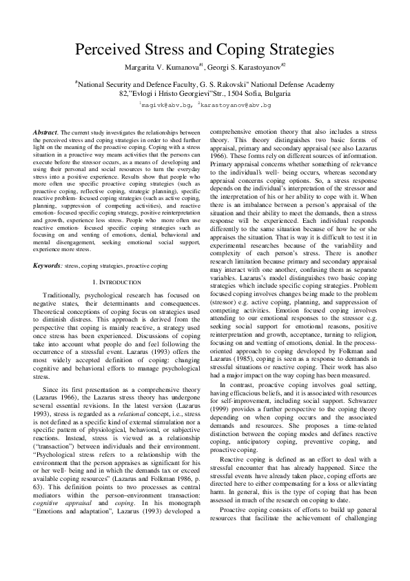 (PDF) Perceived Stress and Coping Strategies