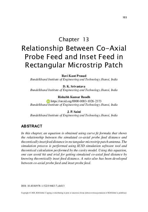Pdf Relationship Between Co Axial Probe Feed And Inset Feed In