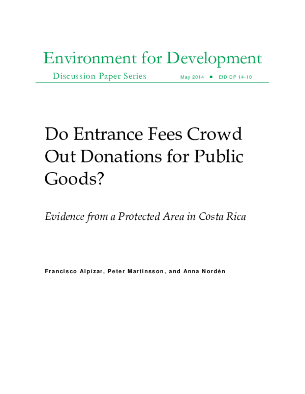 (PDF) Do entrance fees crowd out donations for public goods? Evidence ...